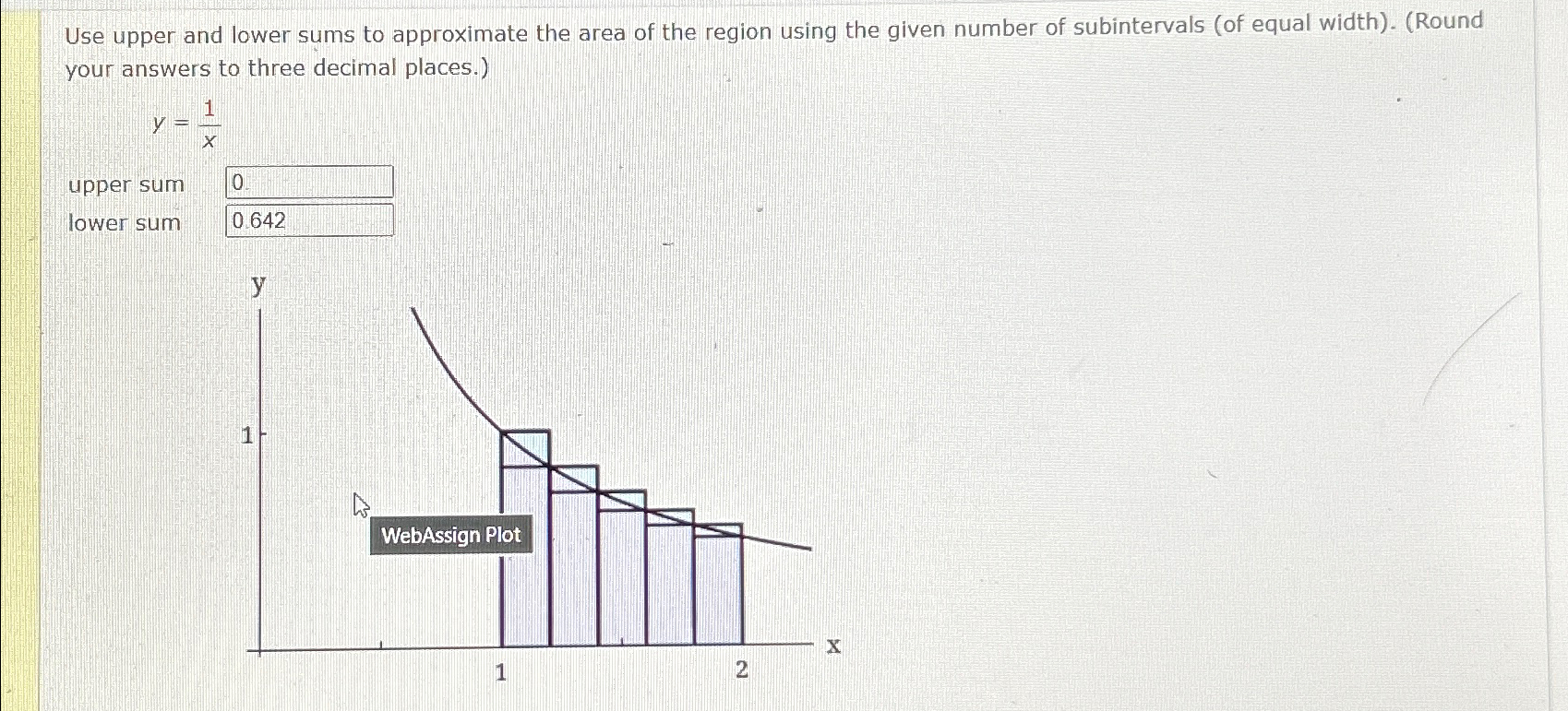 Solved Use upper and lower sums to approximate the area of | Chegg.com