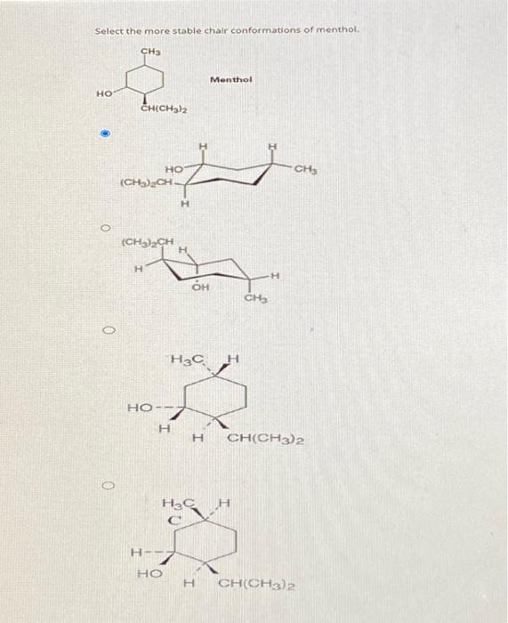 Solved Select the more stable chair conformations of | Chegg.com