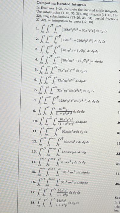 Solved Computing Iterated Integrals In Exercises 1-36, | Chegg.com