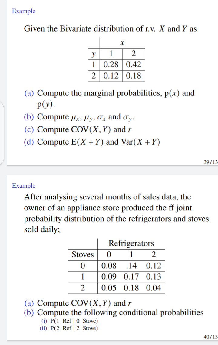 Solved Given the Bivariate distribution of r.v. X and Y as | Chegg.com