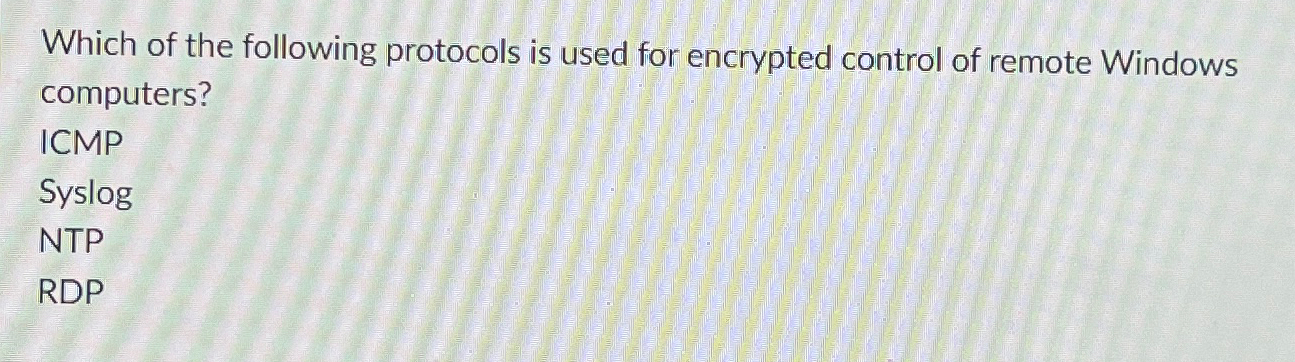 Solved Which of the following protocols is used for | Chegg.com