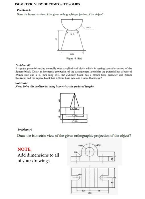 Solved ISOMETRIC VIEW OF COMPOSITE SOLIDS Problem #1 Draw | Chegg.com
