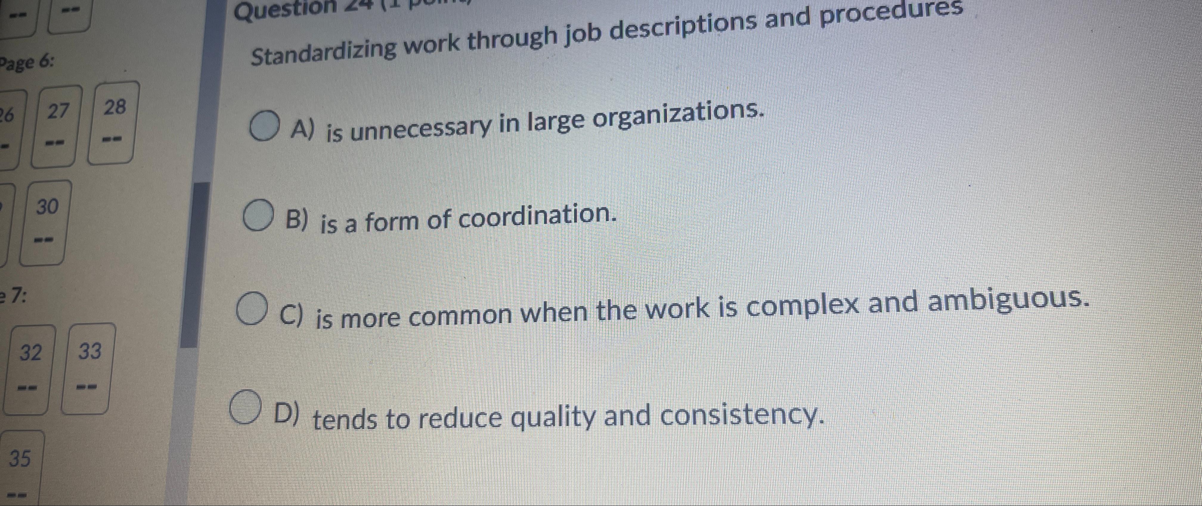 Solved Standardizing work through job descriptions and | Chegg.com