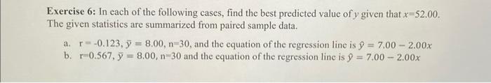 Solved Exercise 6: In each of the following cases, find the | Chegg.com