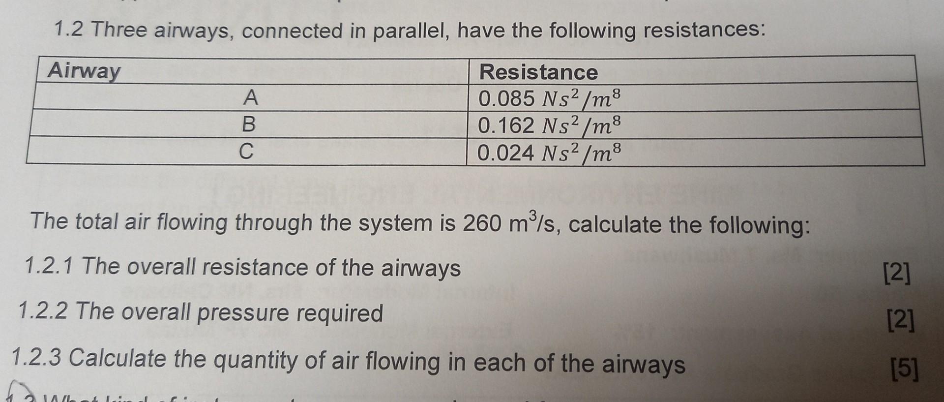 Solved 1.2 Three airways, connected in parallel, have the | Chegg.com