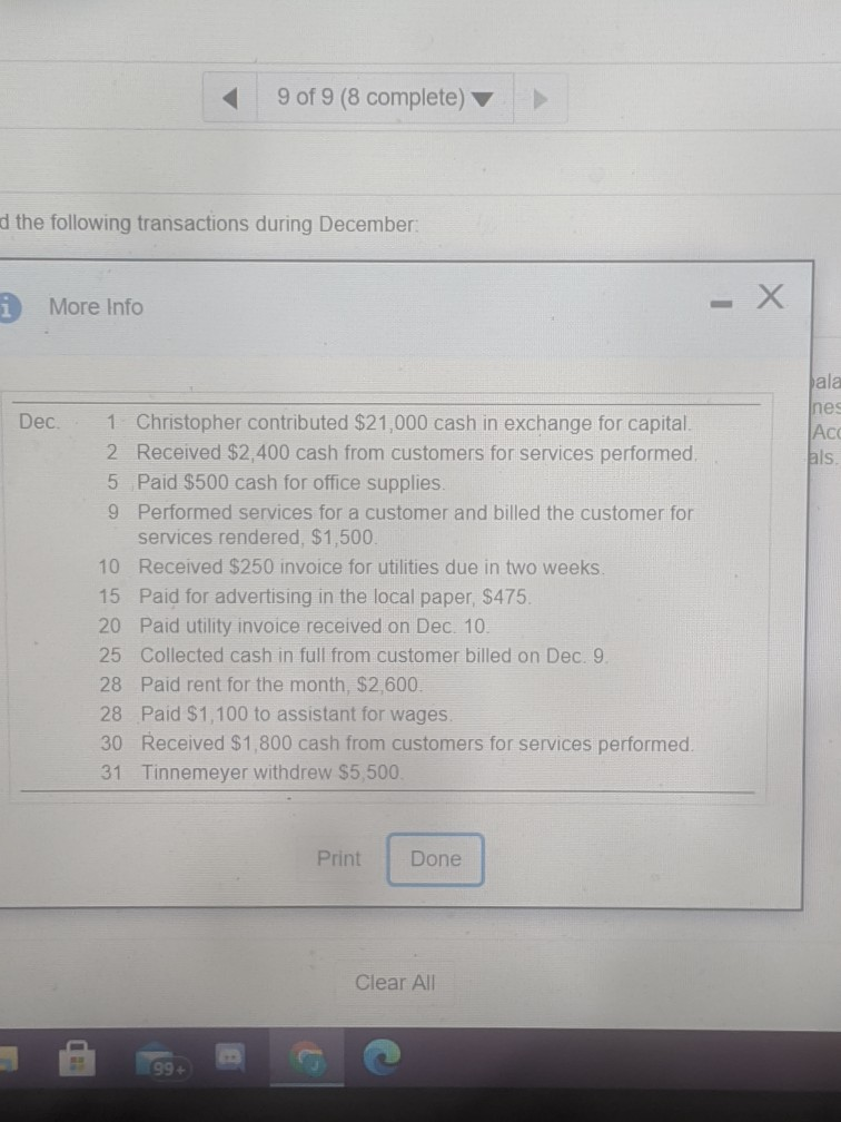 Solved 9 of 9 (8 complete) d the following transactions | Chegg.com