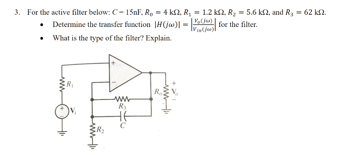 Solved For the active filter below: | Chegg.com