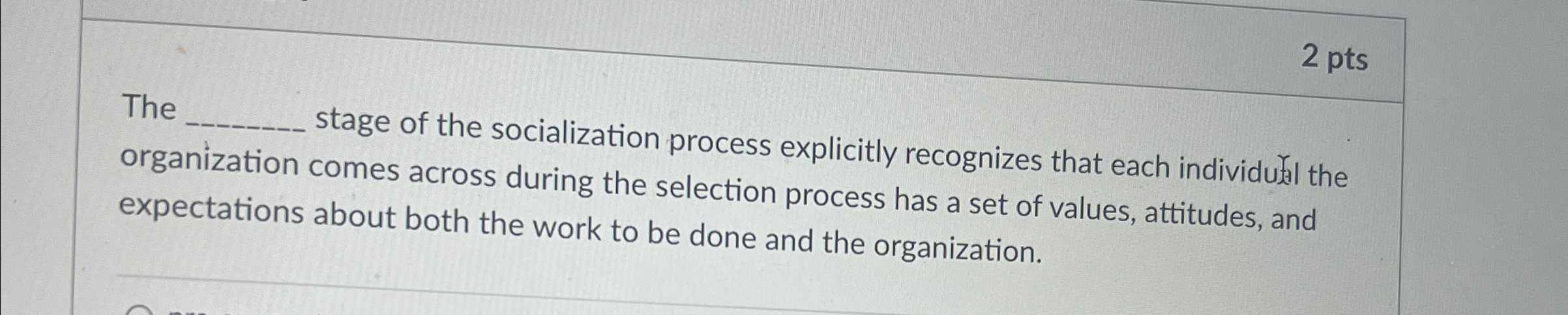 Solved The ﻿stage of the socialization process explicitly | Chegg.com