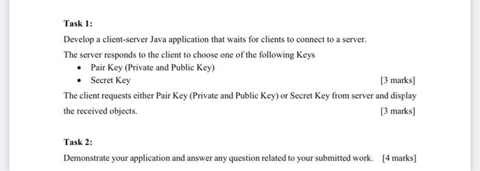 Solved Task 1: Develop a client-server Java application that | Chegg.com