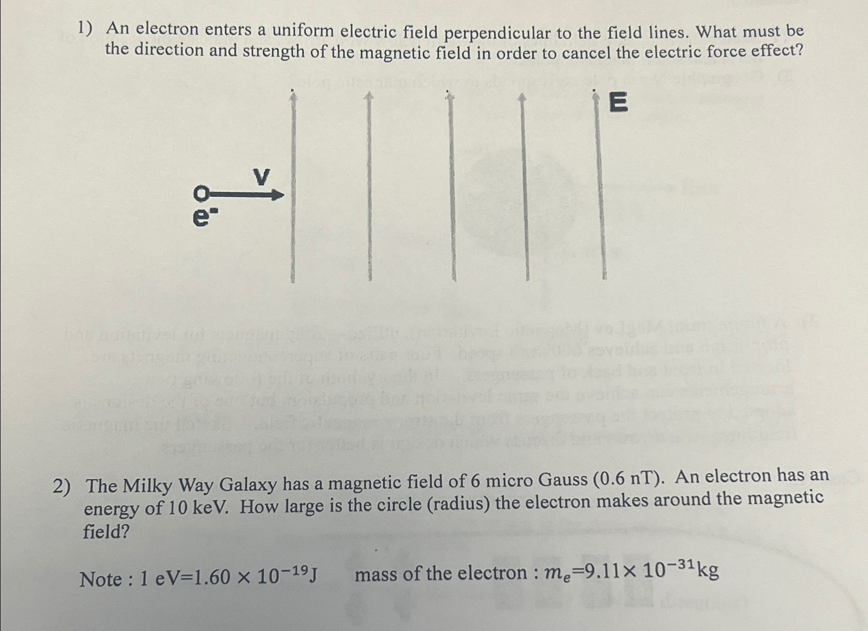 Solved An electron enters a uniform electric field | Chegg.com