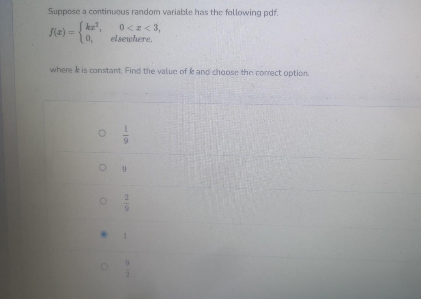 Solved Suppose a continuous random variable has the | Chegg.com