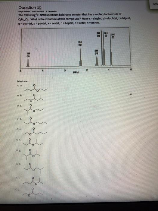 Solved BO Question 19 The following 'H NMR spectrum belong | Chegg.com