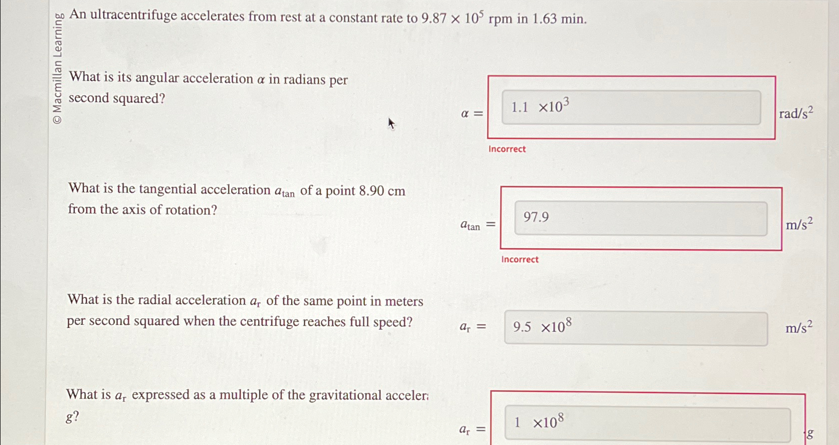 Solved 先What is its angular acceleration α ﻿in radians per | Chegg.com