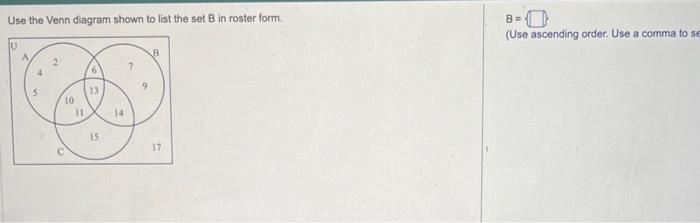 Use the Venn diagram shown to list the set A′ in | Chegg.com