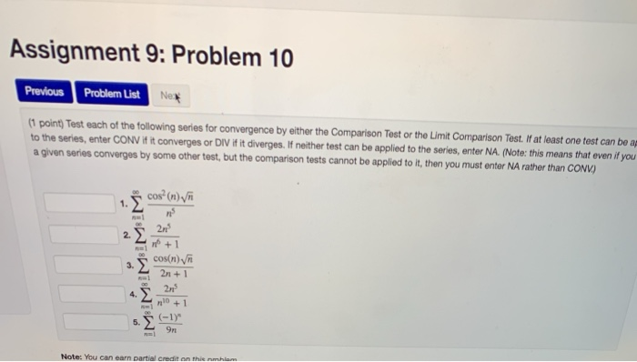Solved Assignment 9: Problem 1 Previous Problem List Next (1 | Chegg.com