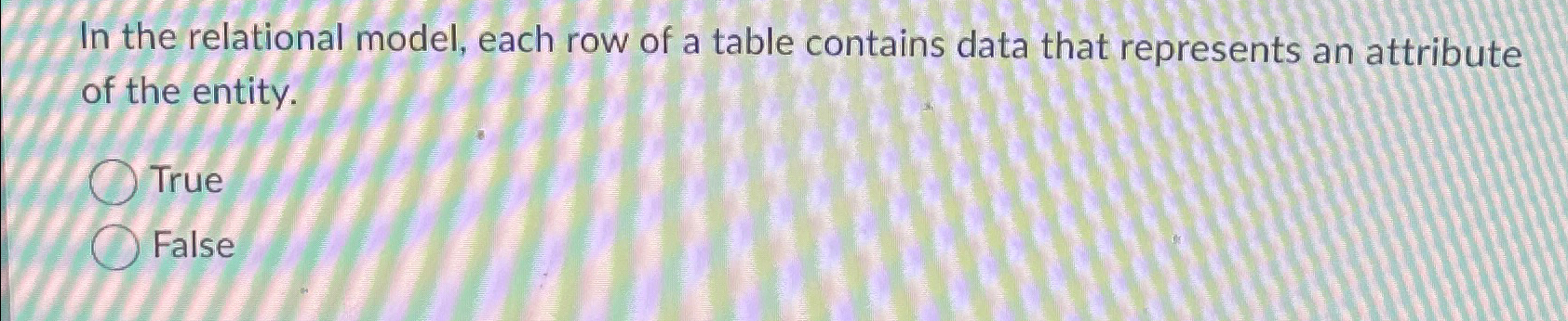 Solved In the relational model, each row of a table contains | Chegg.com