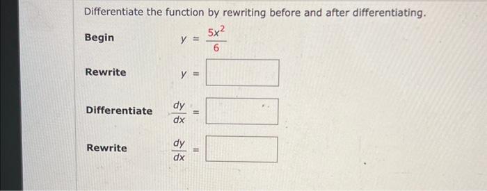 Solved Differentiate the function by rewriting before and | Chegg.com