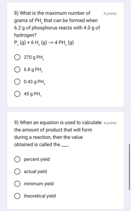 Solved 8) What is the maximum number of 4 points grams of | Chegg.com