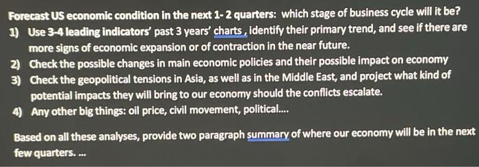 Solved Forecast us economic condition in the next 1-2 | Chegg.com