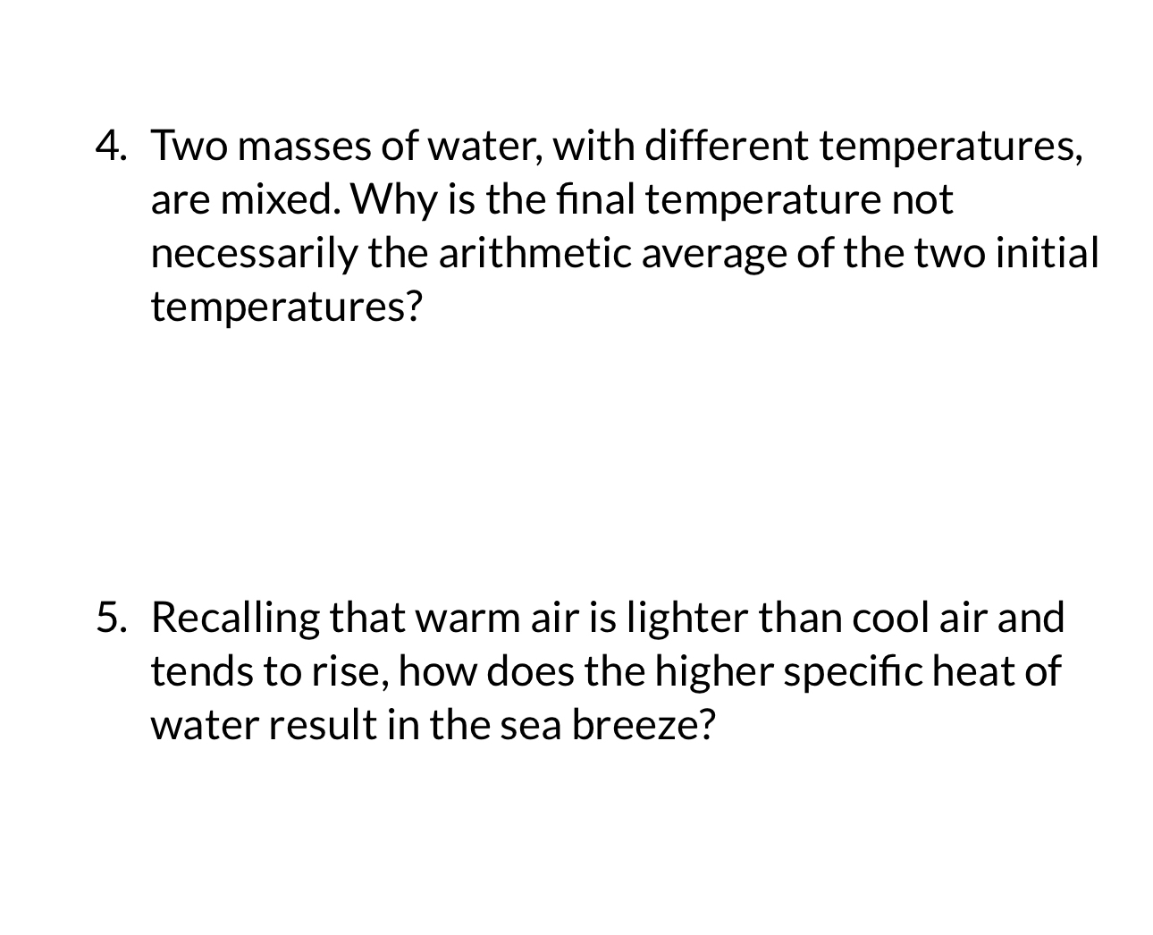 Solved Two masses of water, with different temperatures, are | Chegg.com
