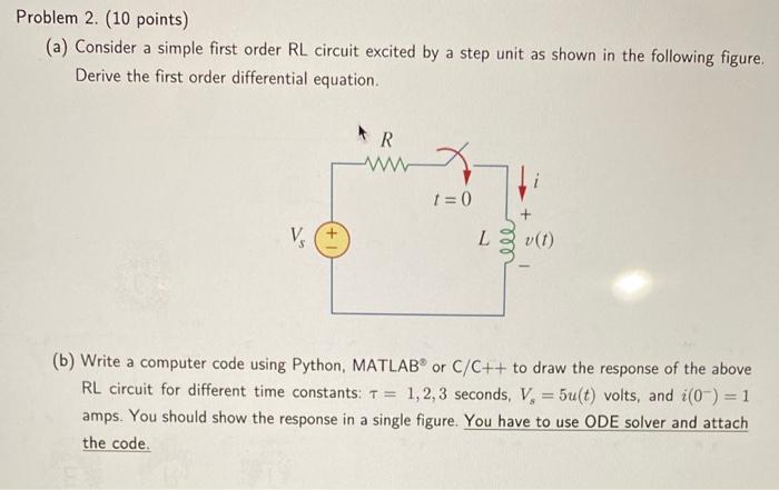 Problem 2. (10 points) (a) Consider a simple first | Chegg.com