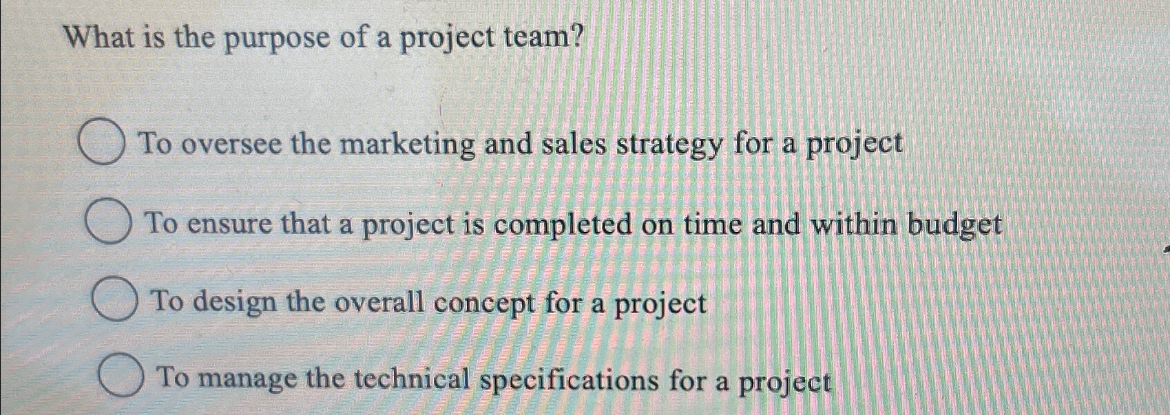 Solved What is the purpose of a project team?To oversee the | Chegg.com