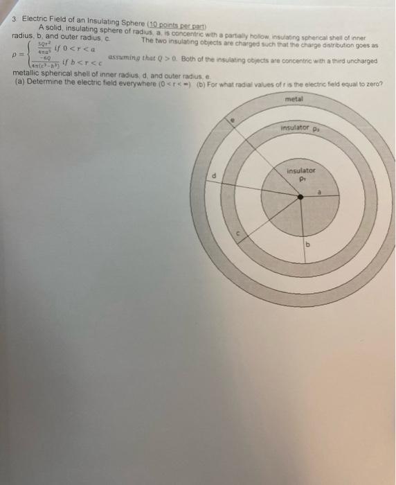 3 Electric Field of an Insulating Sphere (10 points | Chegg.com