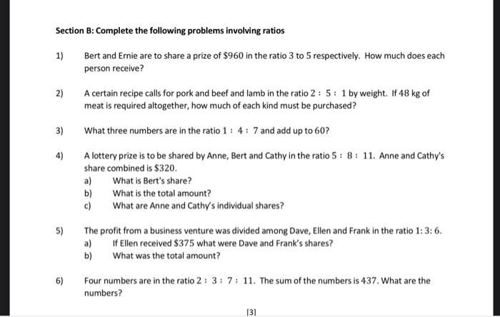 Solved Section B: Complete the following problems involving | Chegg.com