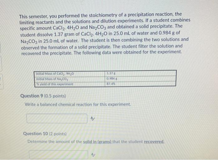 Solved This semester, you performed the stoichiometry of a | Chegg.com