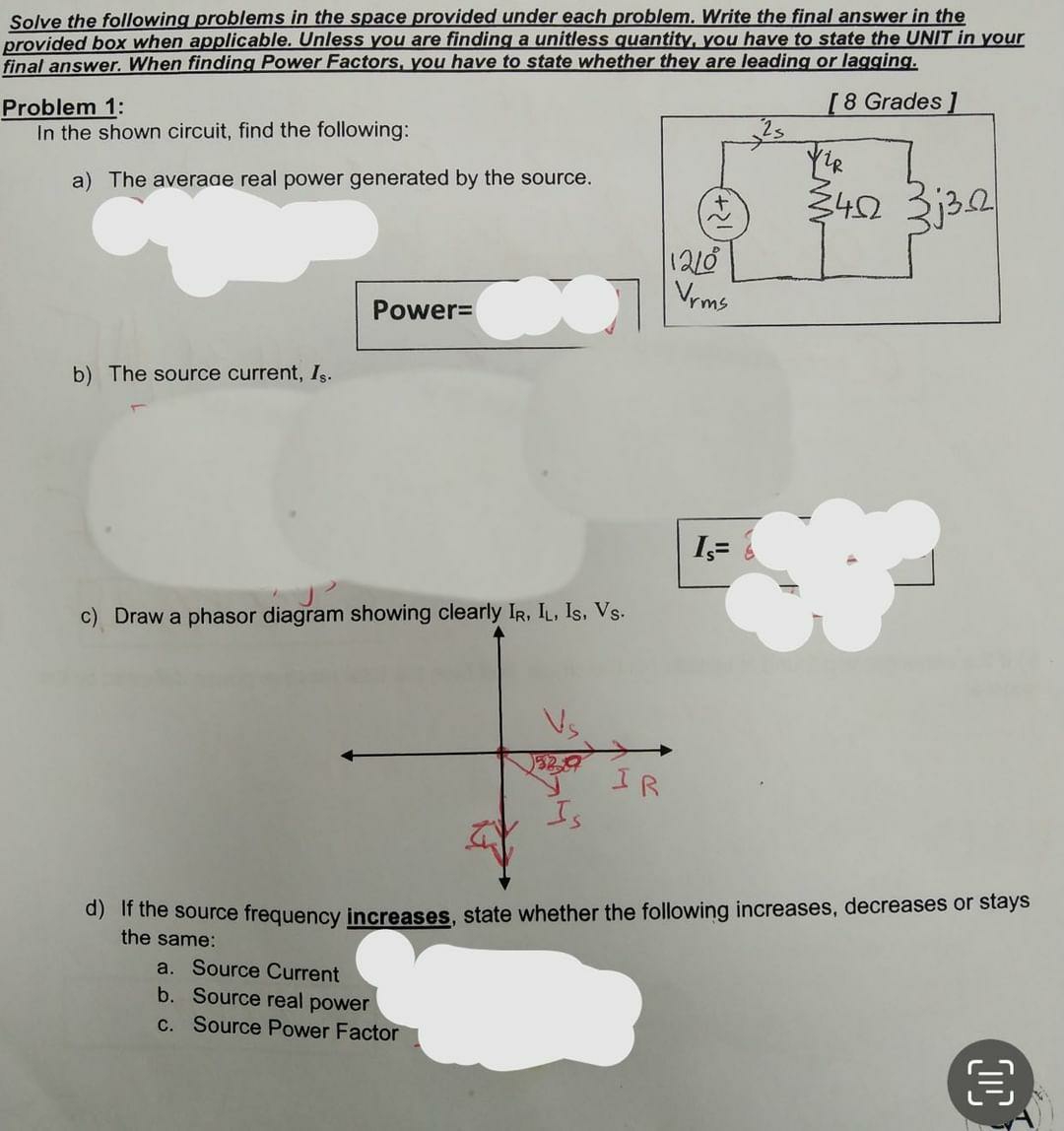 Solved Solve the following problems in the space provided | Chegg.com