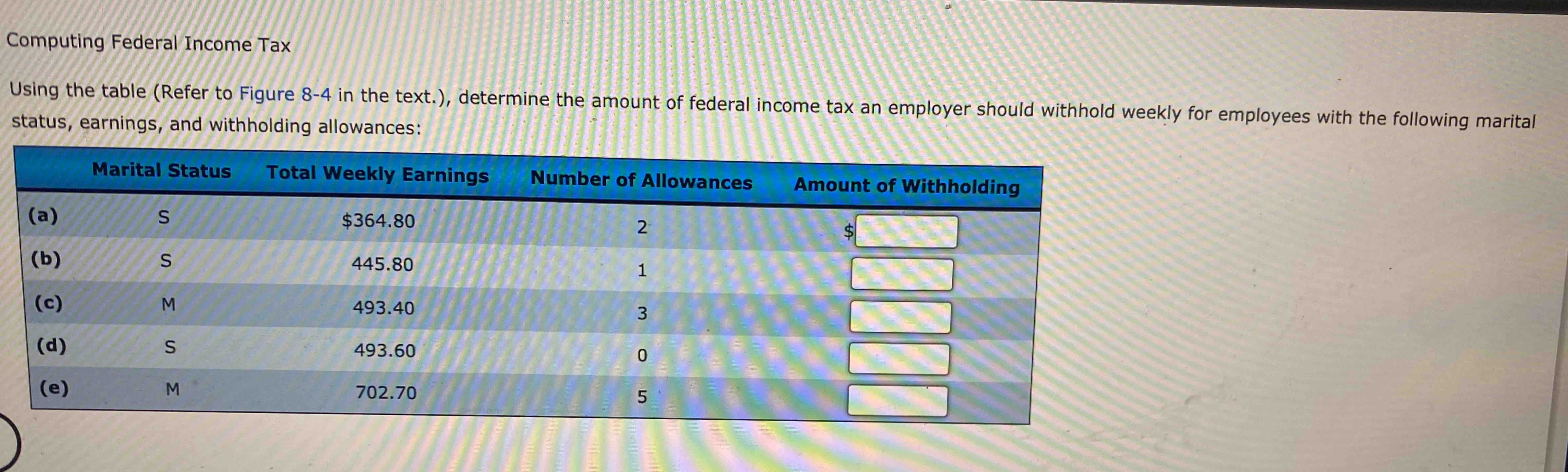 Solved Computing Federal Income TaxUsing the table (Refer to | Chegg.com