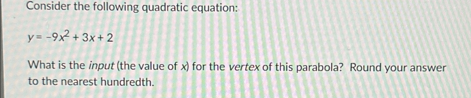 Consider the following quadratic | Chegg.com