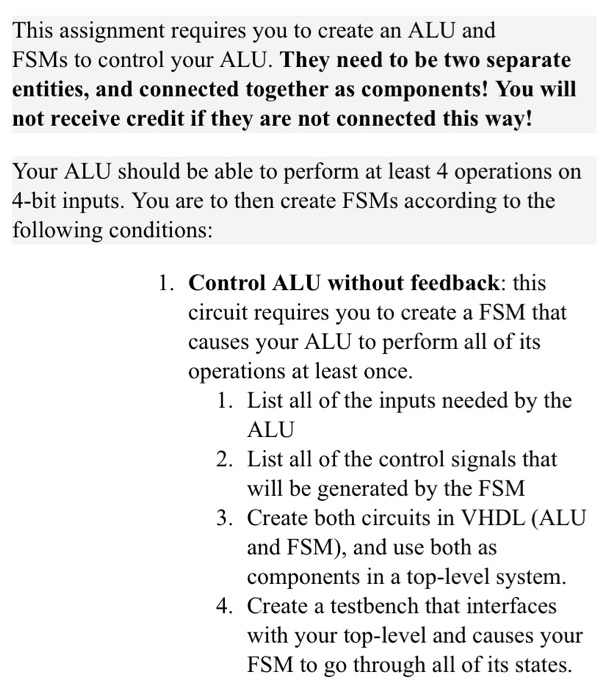 This assignment requires you to create an ALU and | Chegg.com
