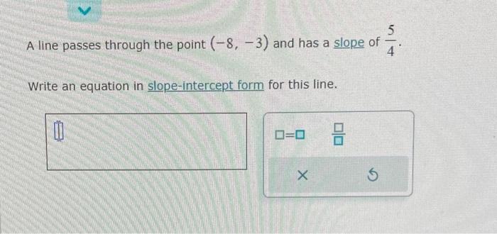 Solved A line passes through the point (−8,−3) and has a | Chegg.com
