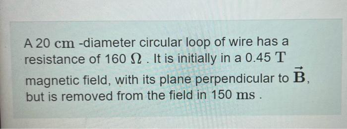 A 20 cm-diameter circular loop of wire has a | Chegg.com