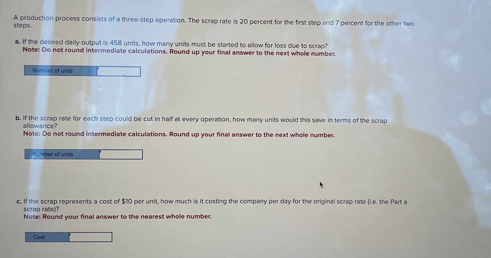 Solved A production process consists of a three-step | Chegg.com