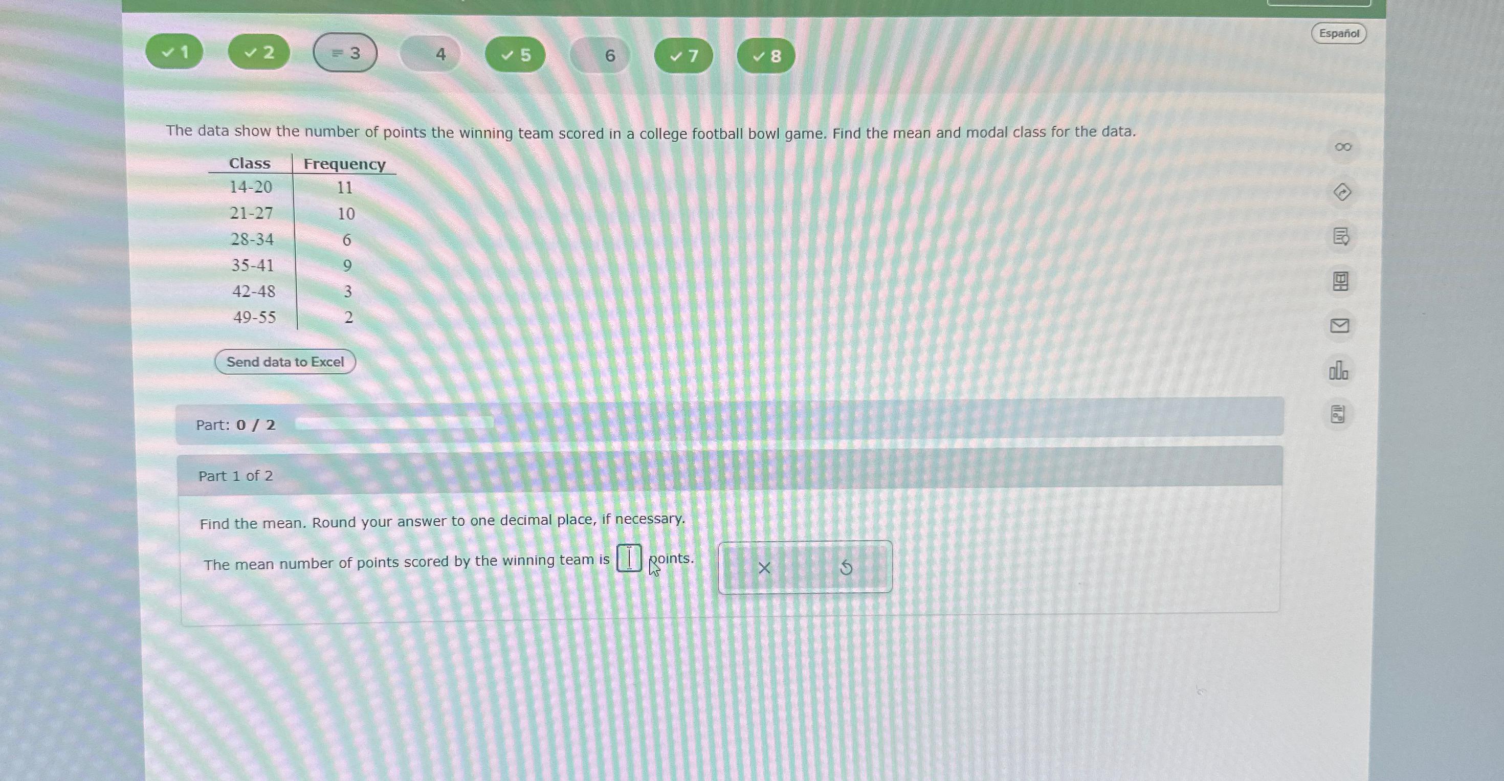 Solved The Data Show The Number Of Points The Winning Team 