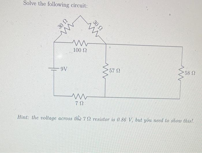 Solved Solve the following circuit: Hint: the voltage across | Chegg.com