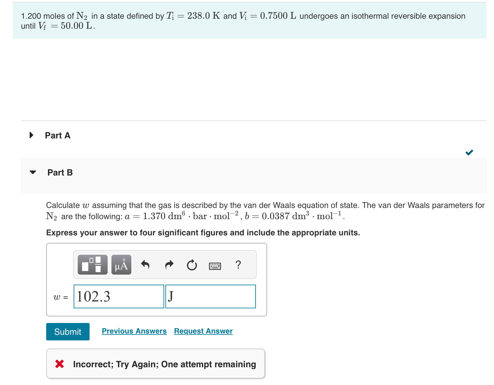 Solved 1.200 ﻿moles of N2 ﻿in a state defined by Ti=238.0K | Chegg.com