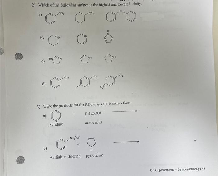 Solved 2) Which of the following amines is the highest and | Chegg.com