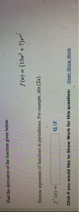 Solved Find the derivative of the function given below. f | Chegg.com
