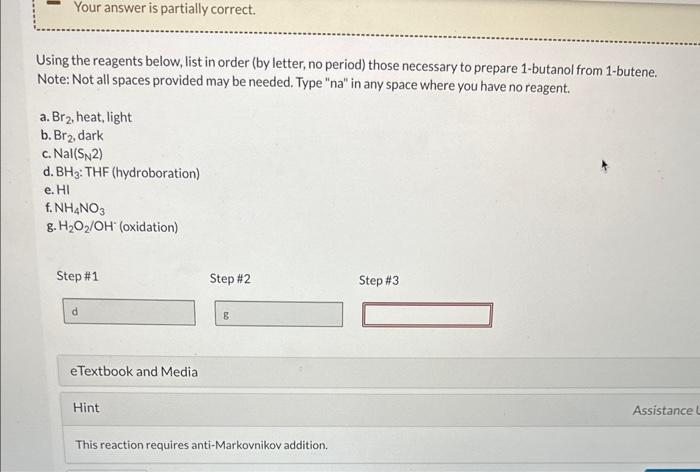 Solved Using the reagents below, list in order (by letter, | Chegg.com
