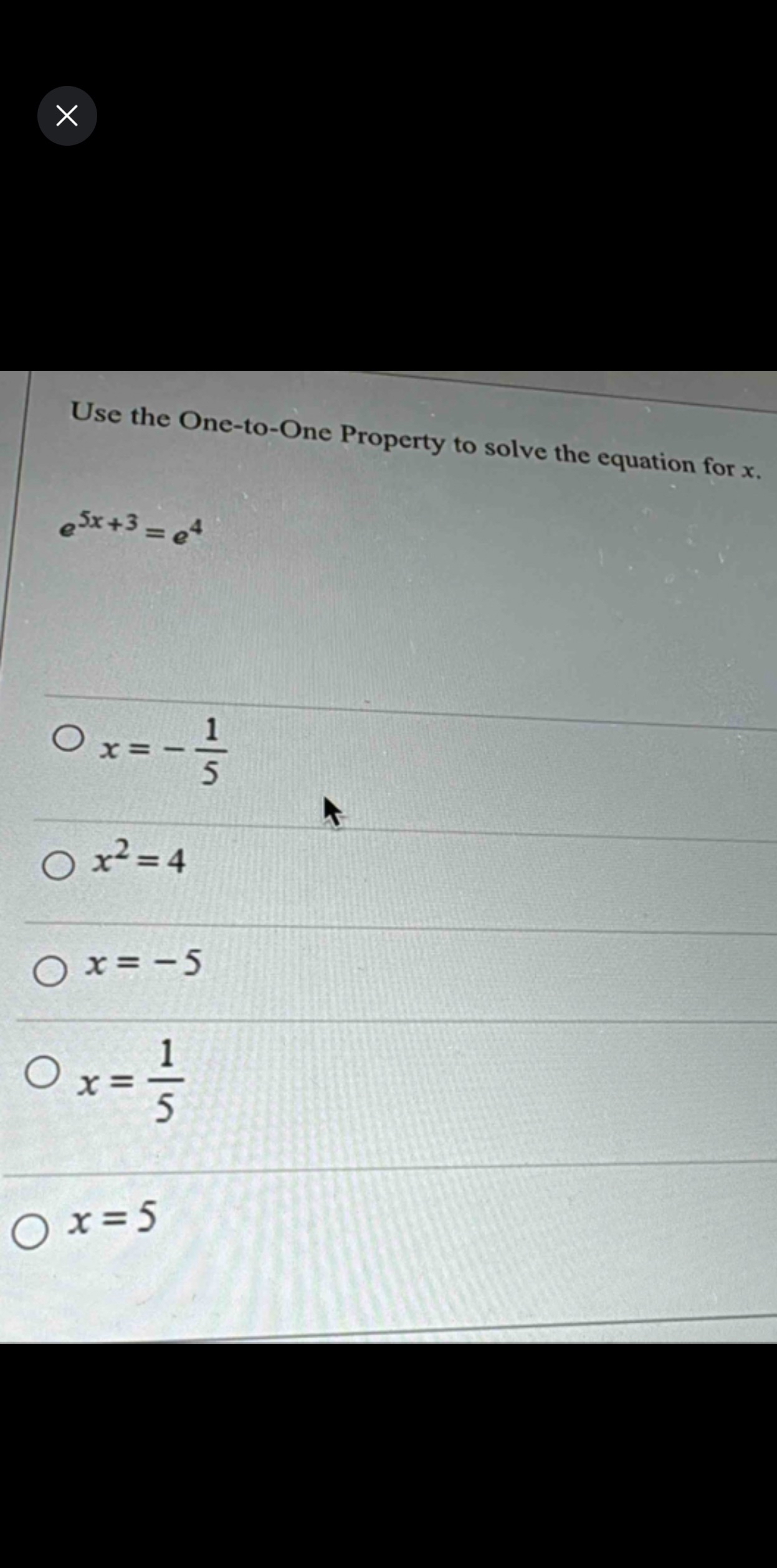Solved Use the One-to-One Property to solve the equation for | Chegg.com