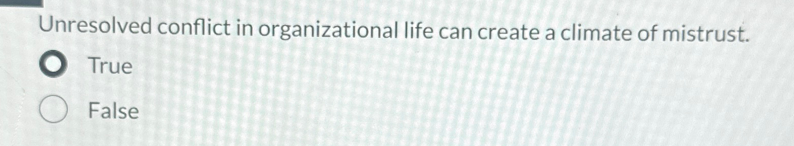 Solved Unresolved conflict in organizational life can create | Chegg.com