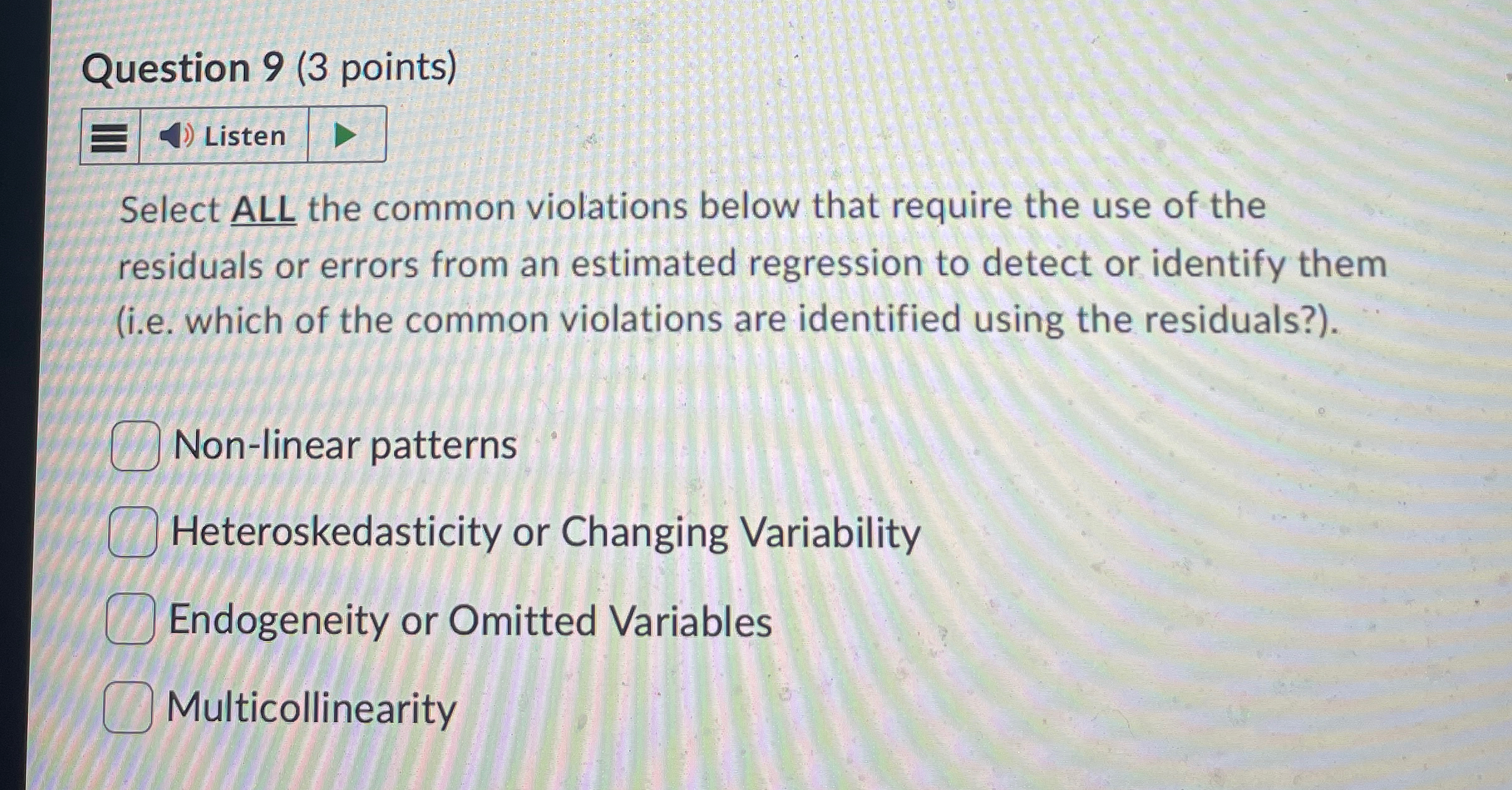 Solved Question 9 (3 ﻿points)ListenSelect ALL the common | Chegg.com