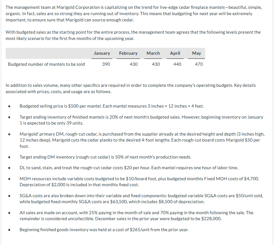 Solved The management team at Marigold Corporation is | Chegg.com
