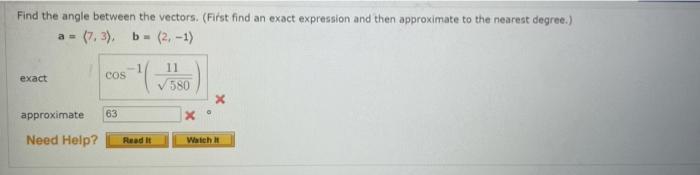 Solved Find the angle between the vectors. (First find an | Chegg.com
