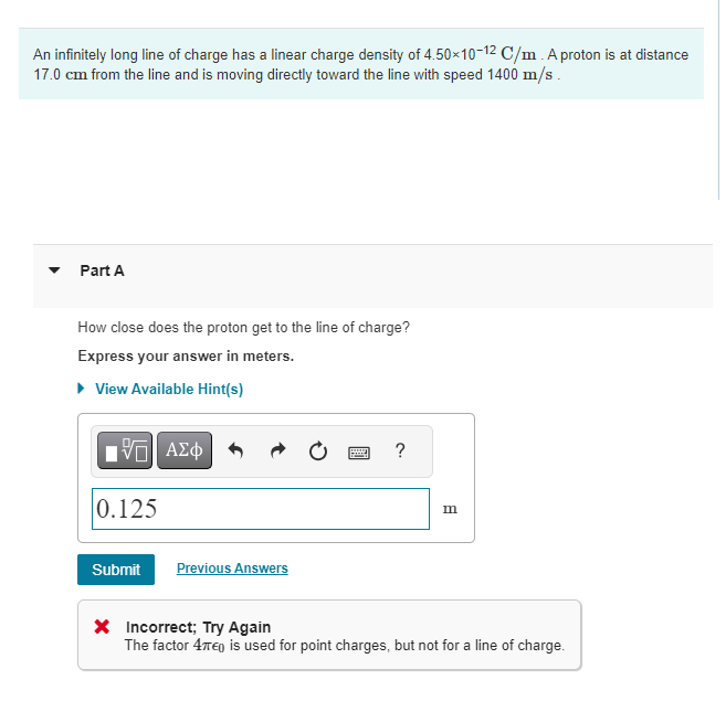 Solved An infinitely long line of charge has a linear charge | Chegg.com
