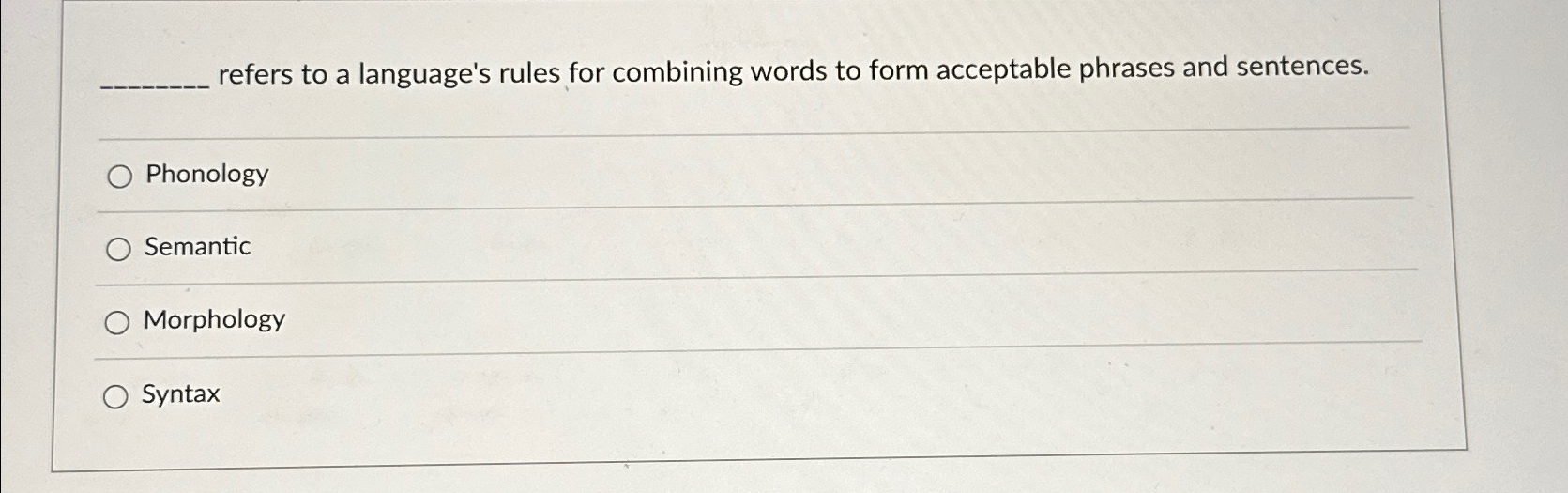Solved refers to a language's rules for combining words to | Chegg.com