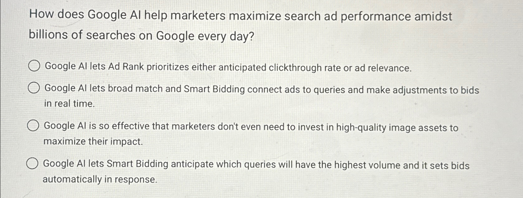 Solved How does Google AI help marketers maximize search ad | Chegg.com